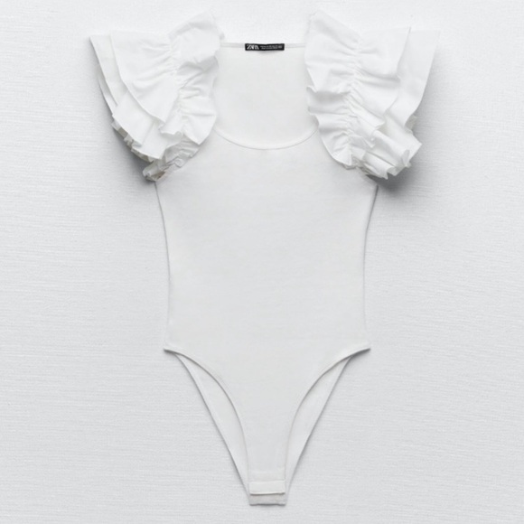 Zara | Tops | Nwt Zara Ruffled Sleeves Bodysuit | Poshmark